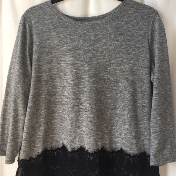 LOFT | Tops | Loft Top With Black Lace Trim | Poshmark